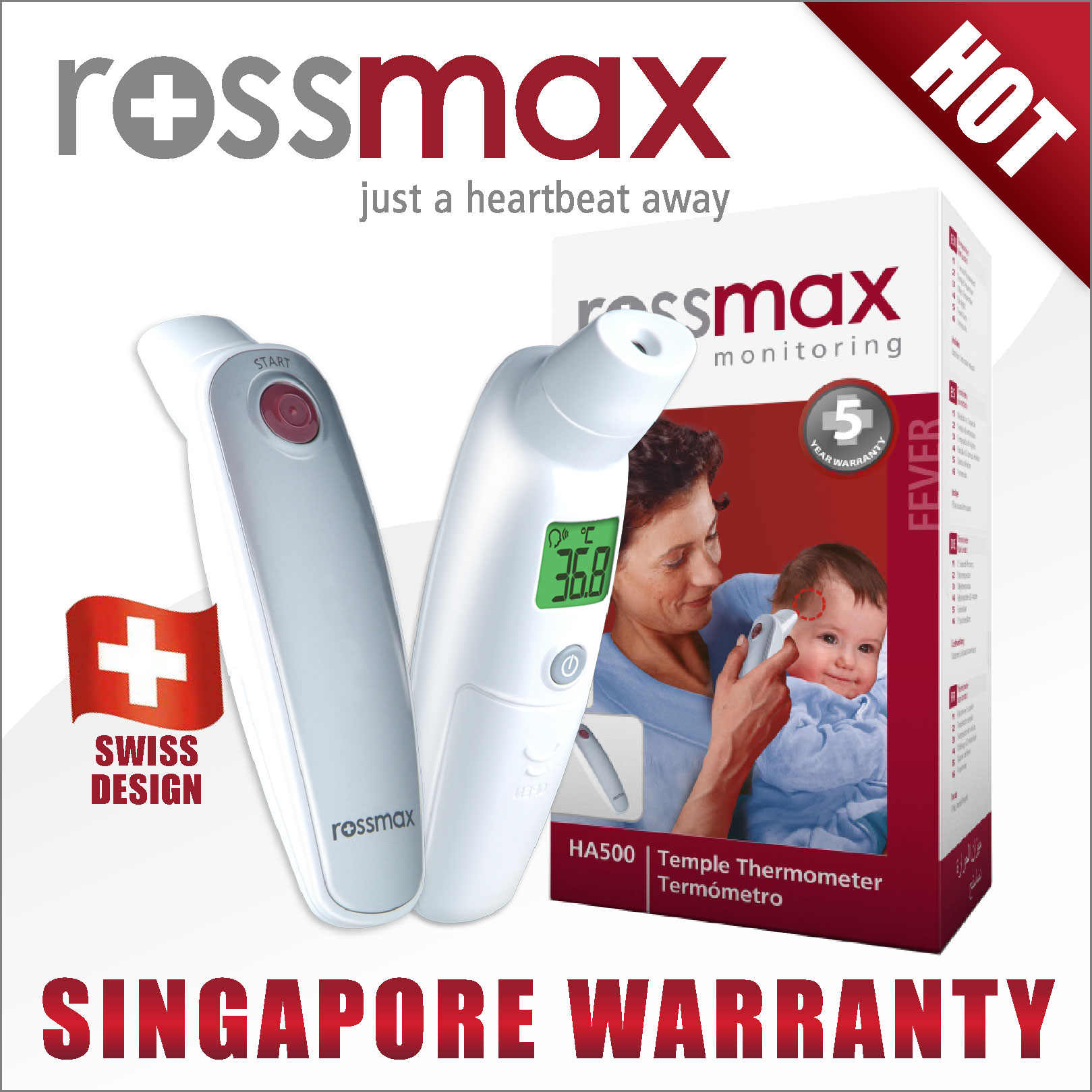 Rossmax 2 In 1 Non Contact Temple Thermometer Ha500 Lazada Singapore